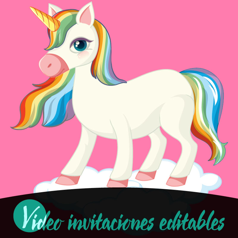 Video invitación de Unicornio 01 Video Invitaciones Editables