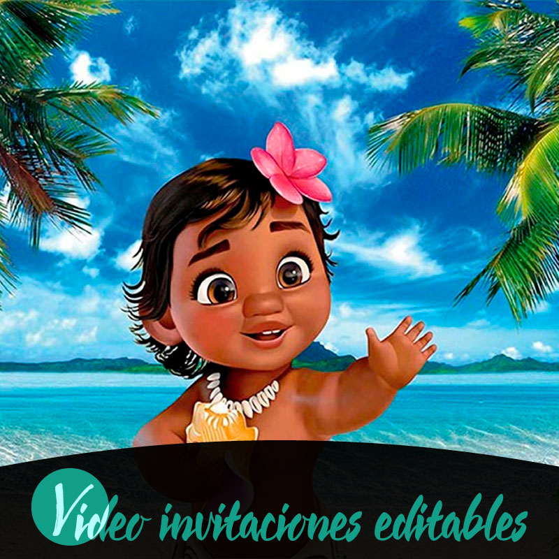 Video invitación de Moana 01 Video Invitaciones Editables