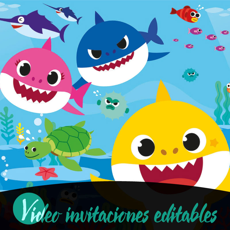 Video invitación de Baby Shark 01 Video Invitaciones Editables