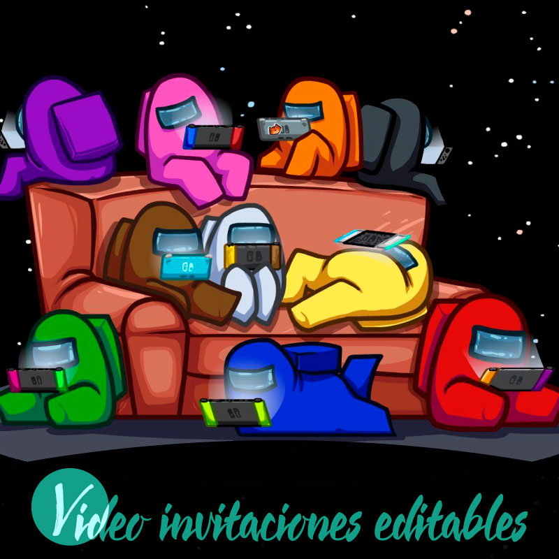 Among Us video invitation 01 Video Invitaciones Editables