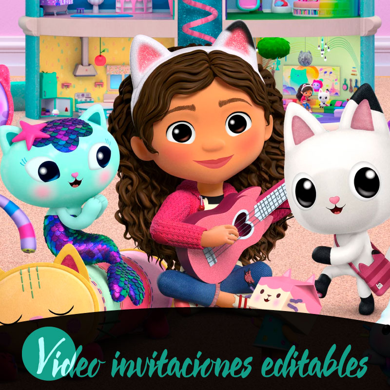Gabby's Dollhouse video invitation 01 Video Invitaciones Editables