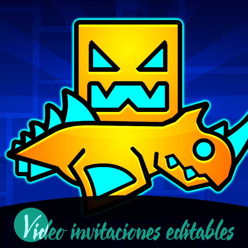 Video invitación de Geometry Dash 02 Video Invitaciones Editables