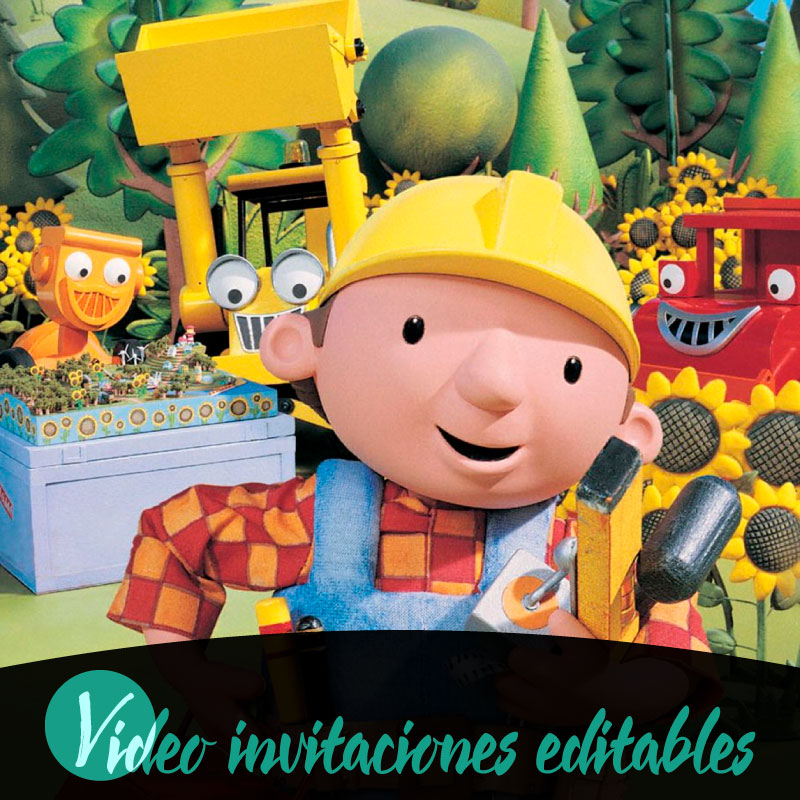Video invitación de Bob El Constructor 01 Video Invitaciones Editables