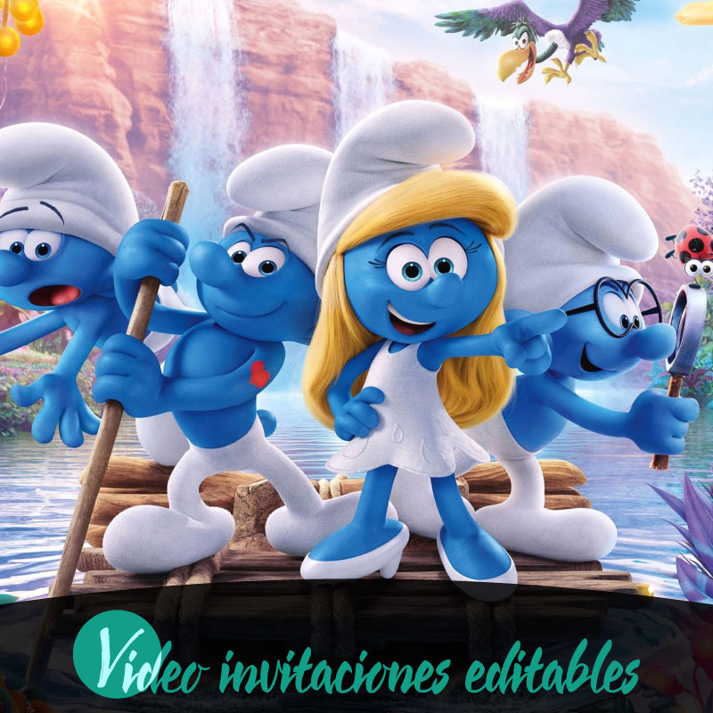 Video invitación de Los Pitufos 01 Video Invitaciones Editables