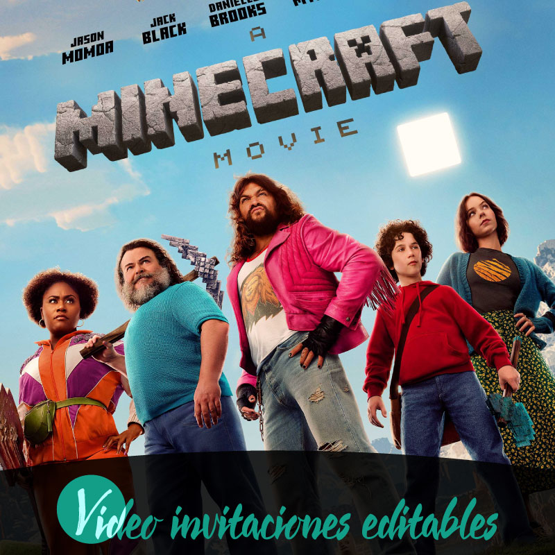 Video invitación de Minecraft 02 Video Invitaciones Editables